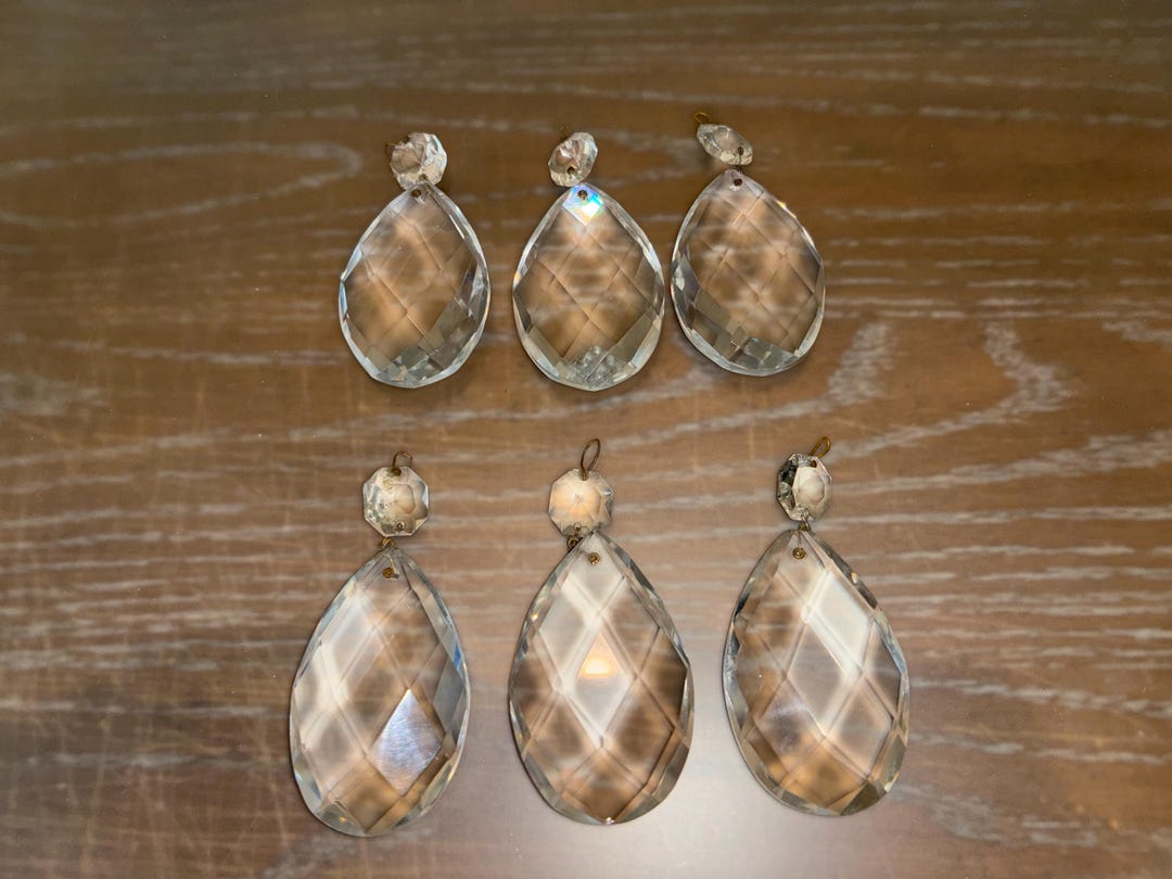 6 Prism Sets, 4" Teardrop Crystal Sets, Faceted 3" Oval Prisms, Antique 3/4" Octagon Crystals ...