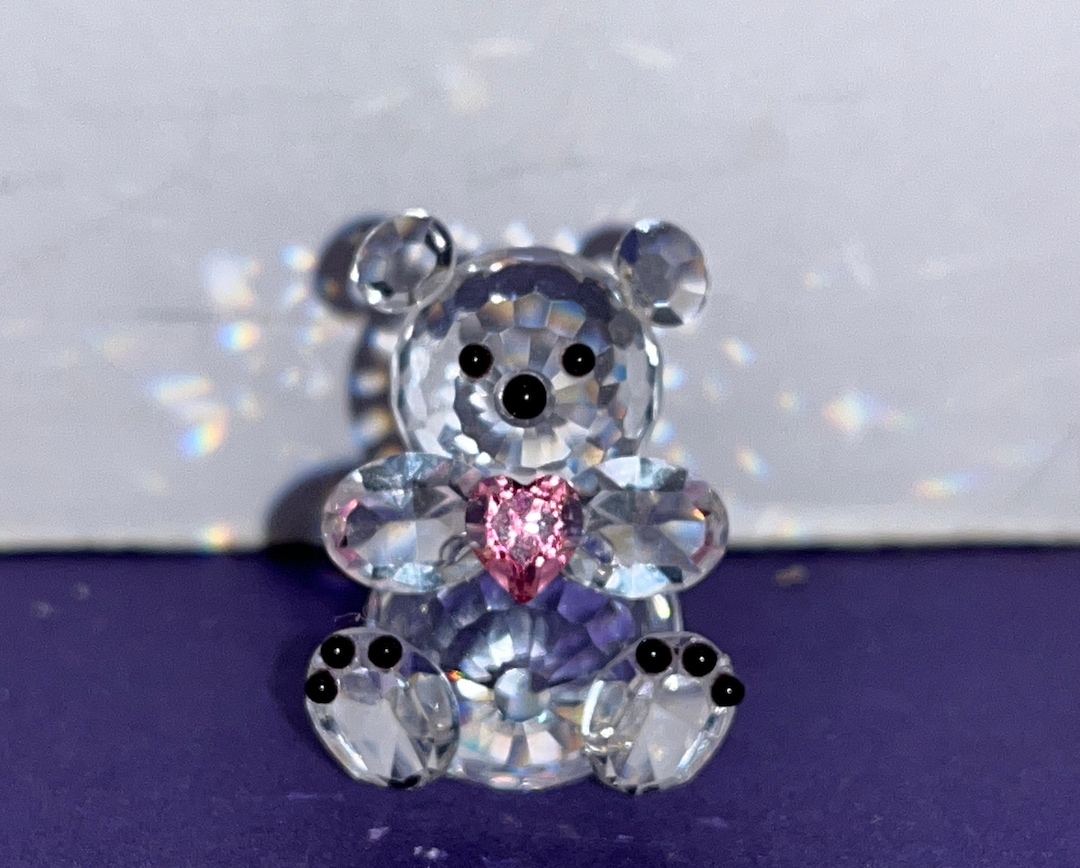 Mini Crystal Teddy Bear, Crystal Teddy Bear Pink Heart Figure, Teddy ...