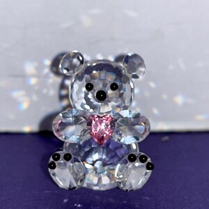 Mini Crystal Teddy Bear, Crystal Teddy Bear Pink Heart Figure, Teddy ...