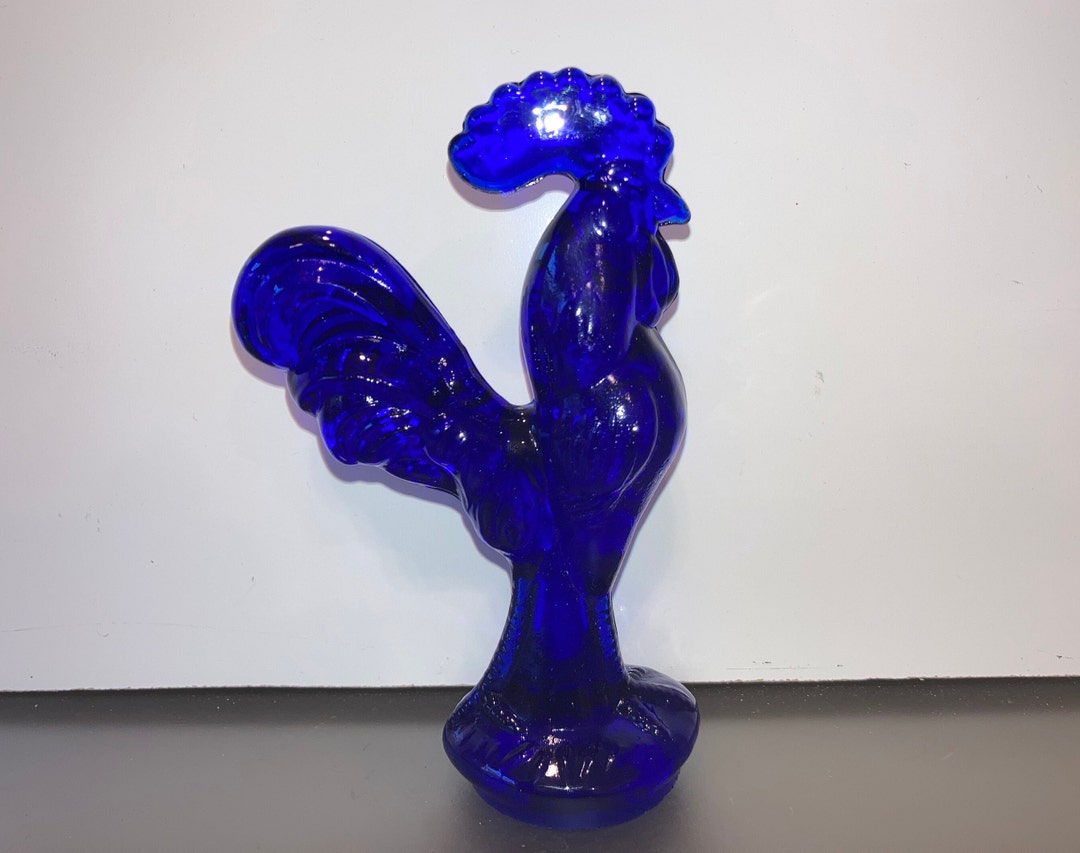 Vintage Cobalt Blue Rooster Figure, Vintage Cobalt Glass Rooster, 4 1/2 ...
