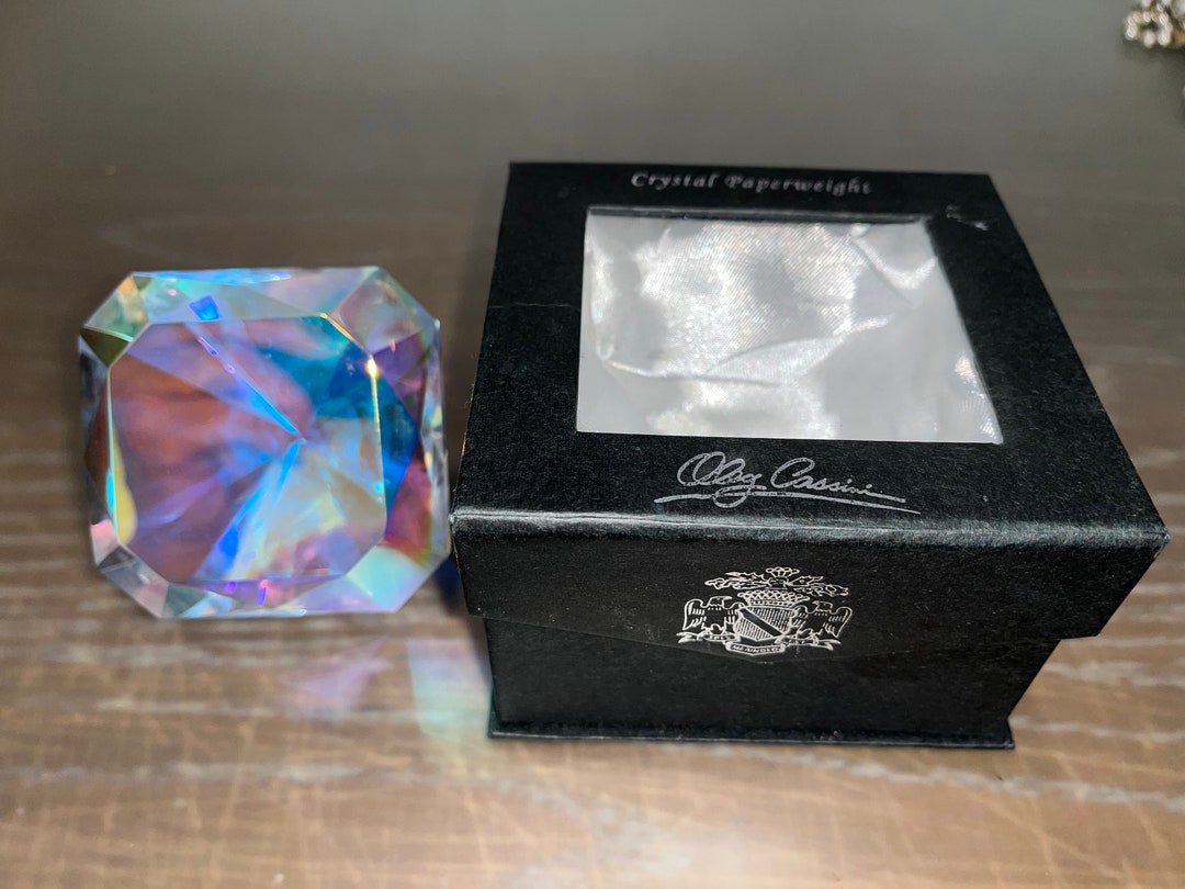 Oleg Cassini Iridescent Diamond Paperweight, Oleg Cassini Square Cut ...