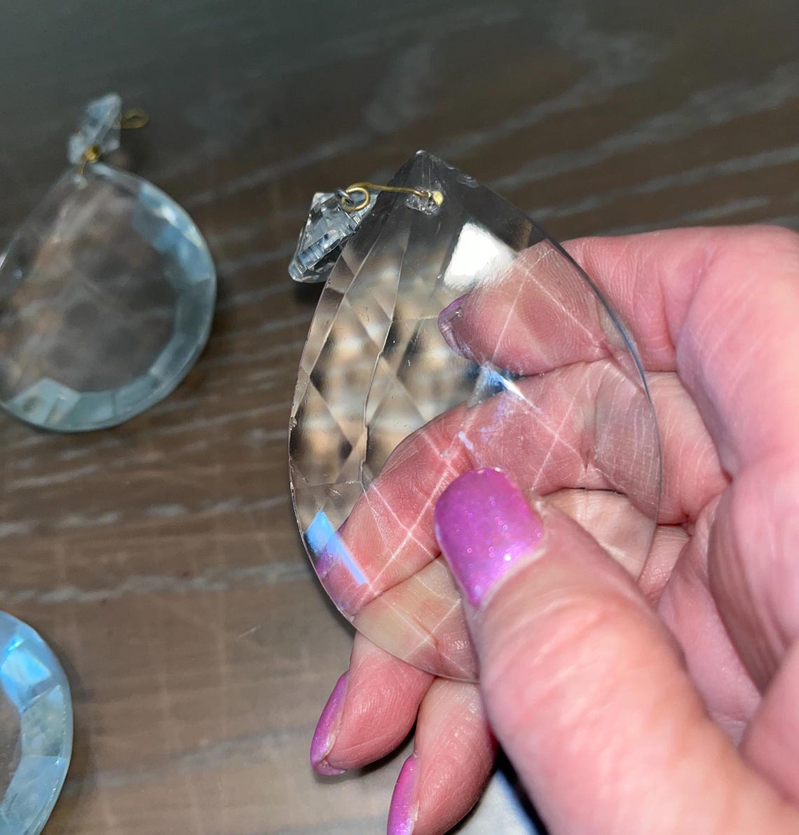 4 Prism Sets, 4" Teardrop Crystal Sets, Faceted 3" Oval Prisms, Antique ...
