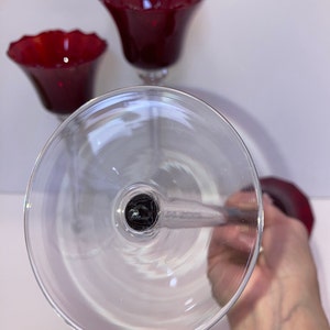 3 Vintage Ruby Glass Graduated Candlesticks, Ruffled Ruby Red Candle Holders, 14 12 10 Red Clear ...