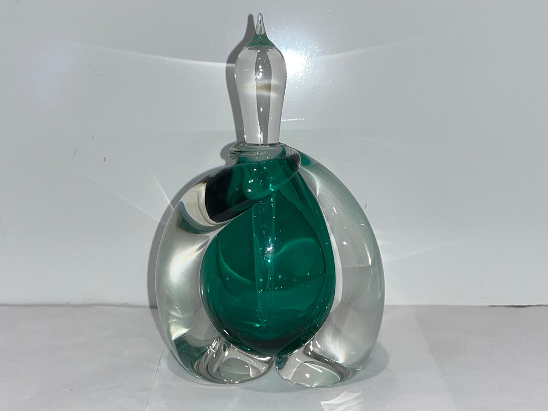 Emerald Green Signed Perfume Bottle, Signed Blodgett 96 Double Blown ...