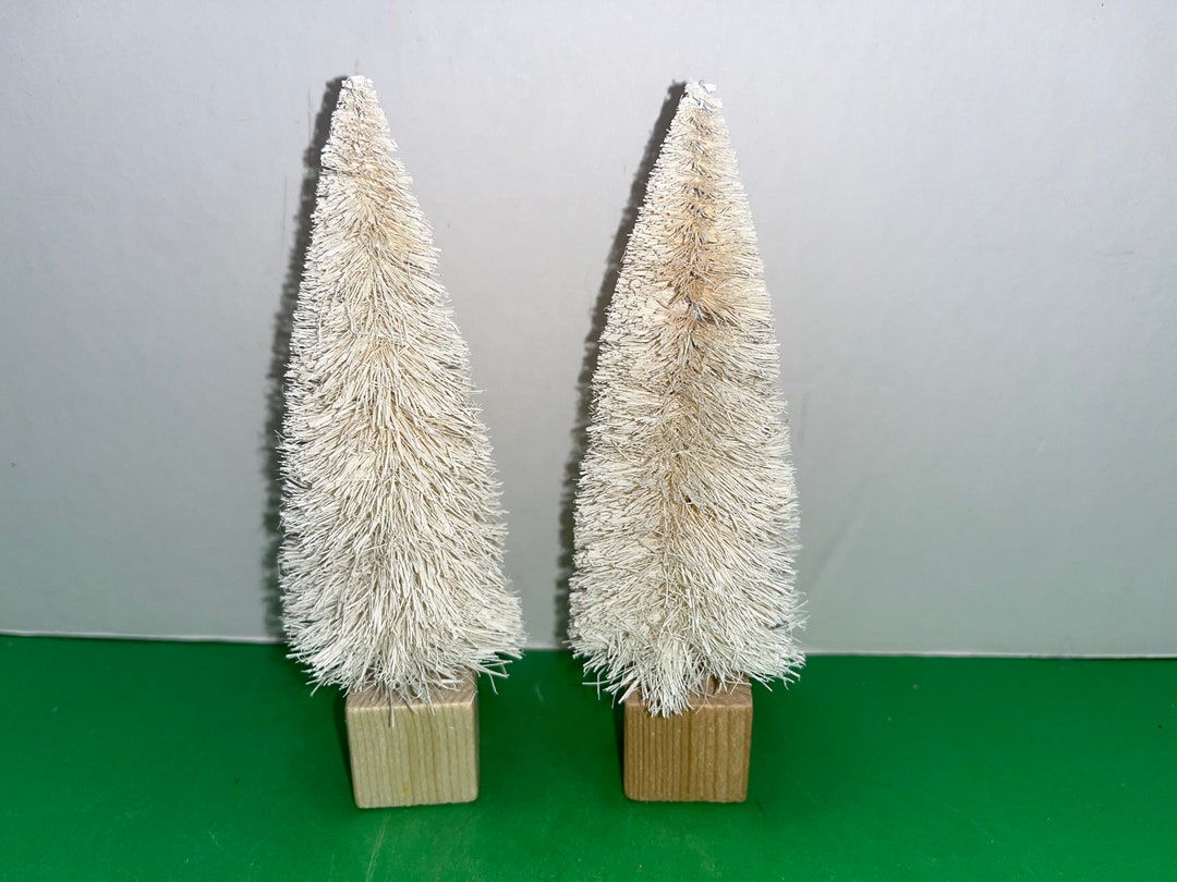 Vintage 5 1/2" Natural Bottle Brush Trees, Natural White Bottle Brush ...