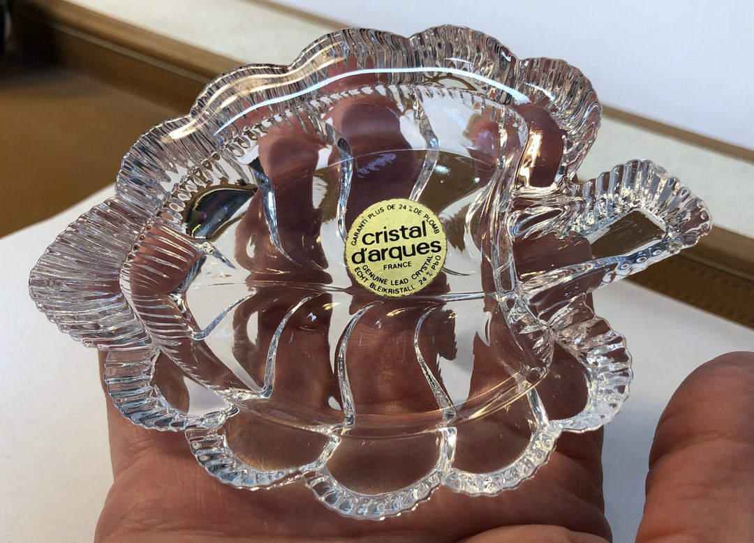 Cristal D'arques Nut Dish, Crystal Leaf Dish, Lead Crystal Fern Leaf ...