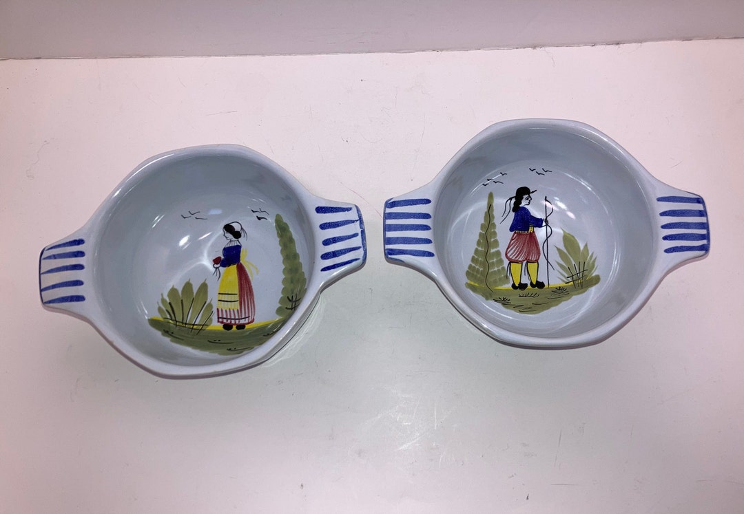 Vintage Henriot Quimper Breton Man Bowls, French Quimper 4 1/2" Bowl ...