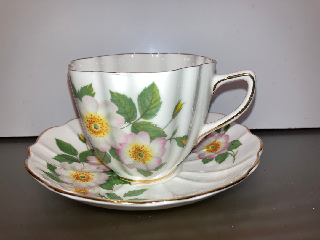 Vintage Wild Rose Tea Cup, England Tea Cup With Wild Roses, Alberta ...