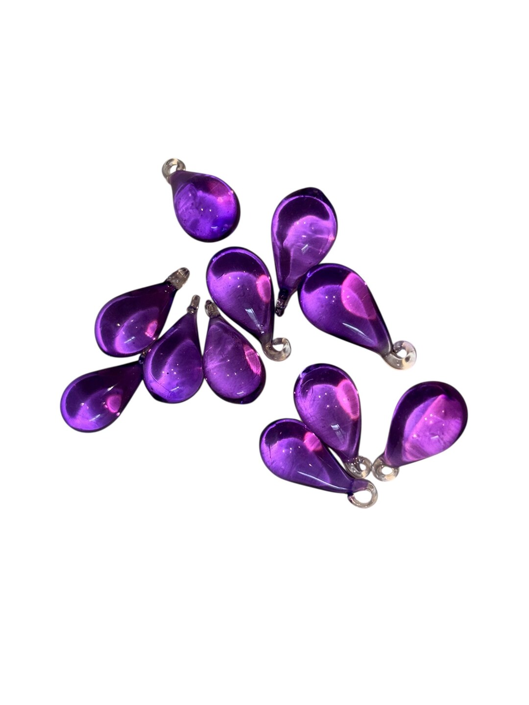 11 Mini Teardrop Crystals, 1" Teardrop Prism, 1" Purple Teardrop Prism ...
