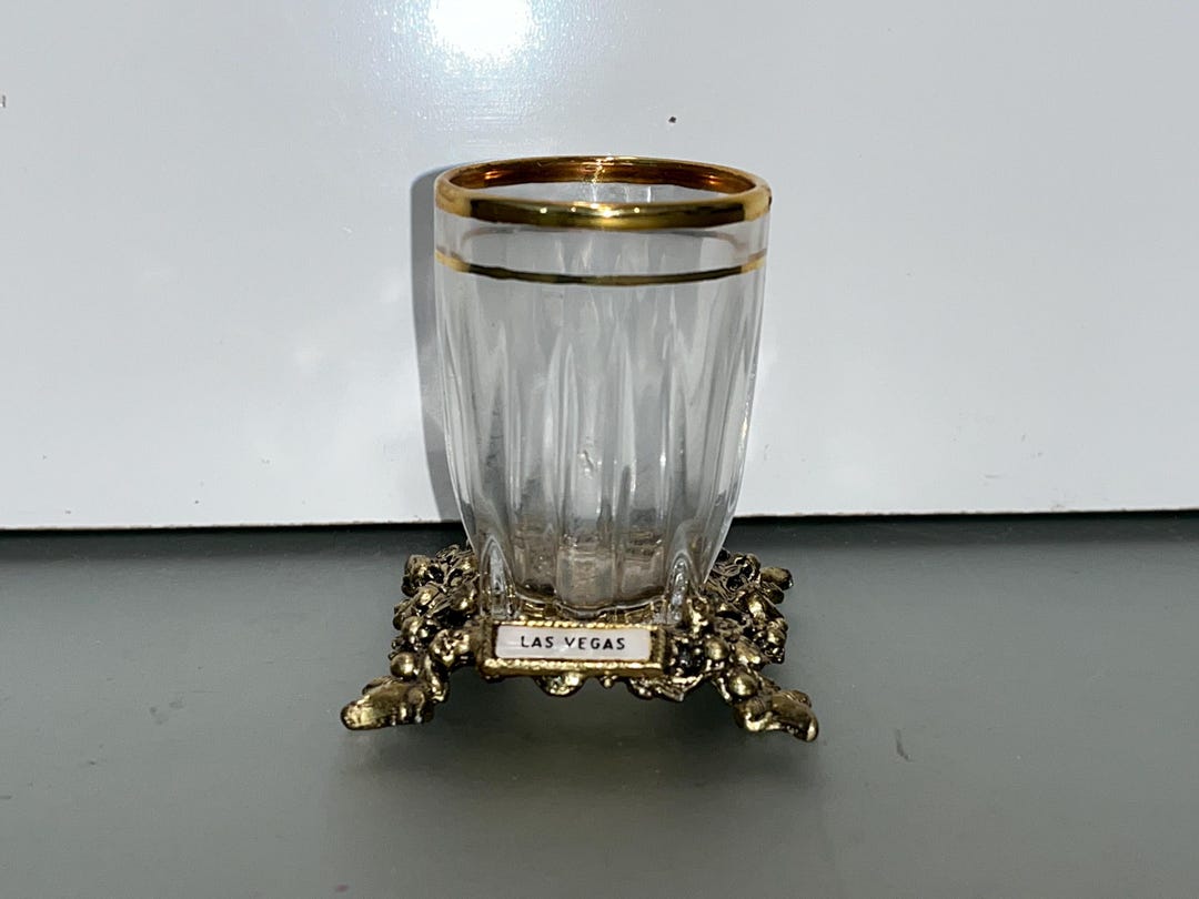 Vintage Gold Trimmed Glass Toothpick, Gold Footed Flowers Toothpick ...