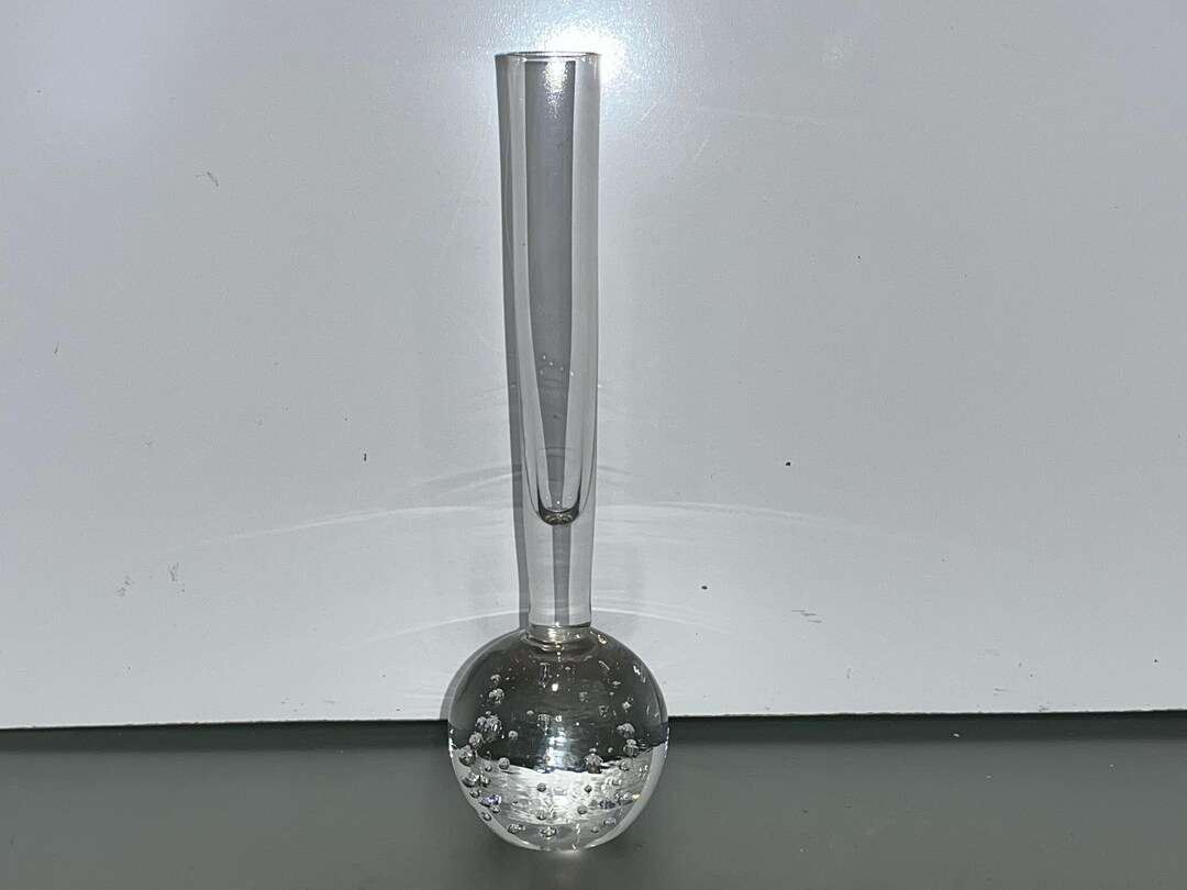 Mid Century Bubble Glass Bud Vase, 6 Tall Clear Ball Vase, Vintage ...