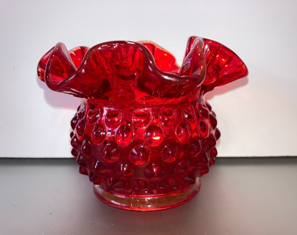 Fenton Orange Art Glass Hobnail Vase Vintage Fenton Orange | Etsy