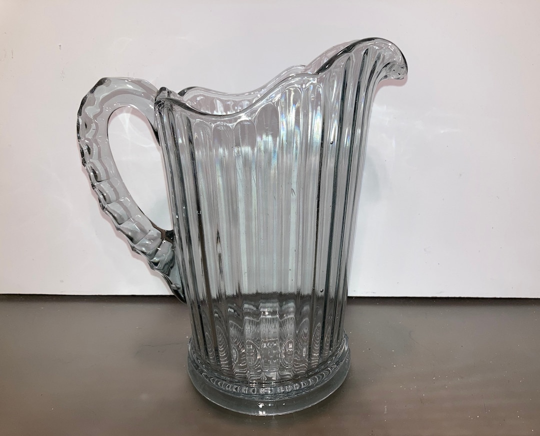 Antique Mckee Glass Pitcher, Antique Mckee Prism Clear 8" Water Pitcher ...