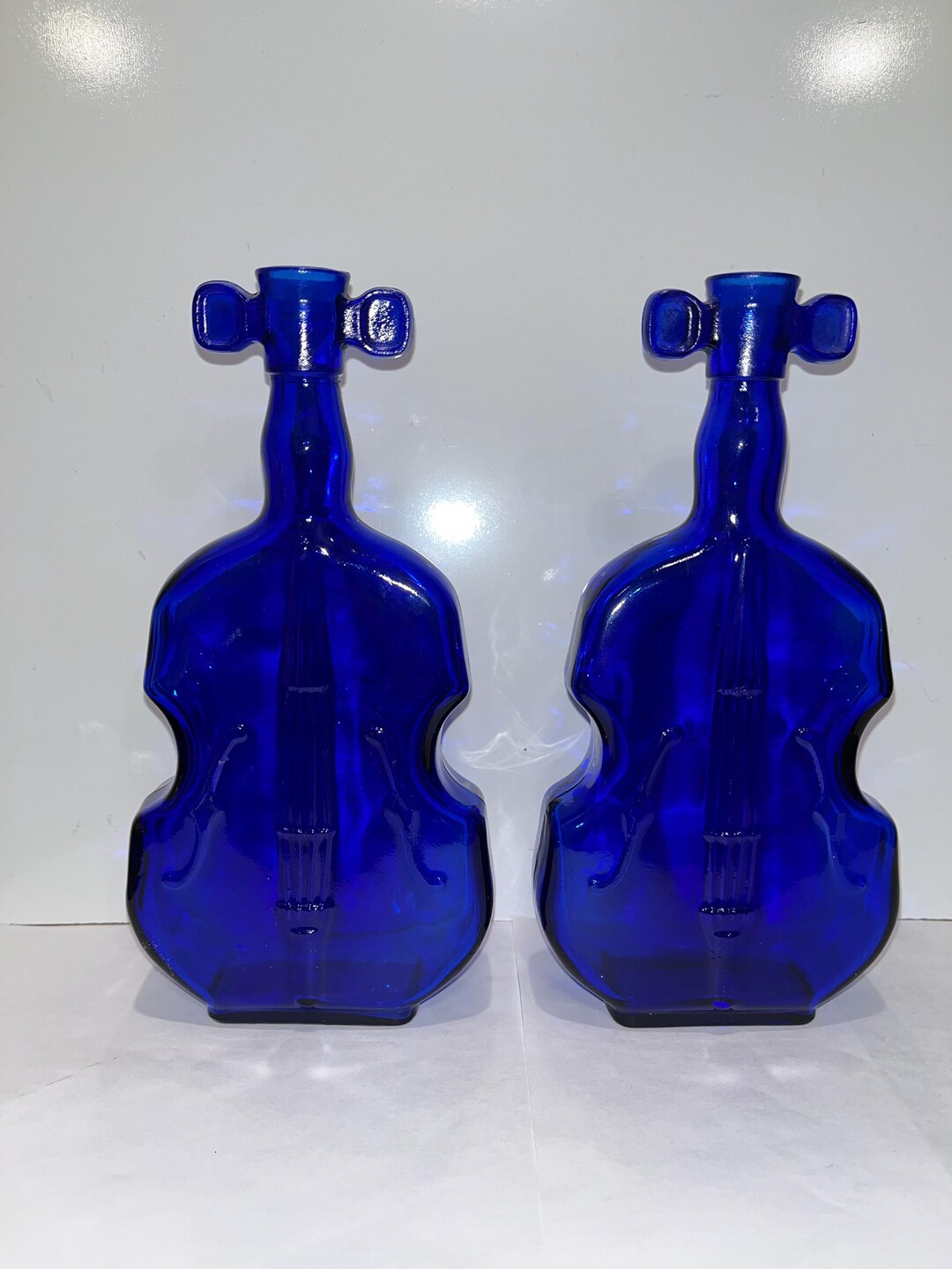 Pair of Cobalt Blue Glass Violin, Vintage Cobalt Blue Glass Vases ...