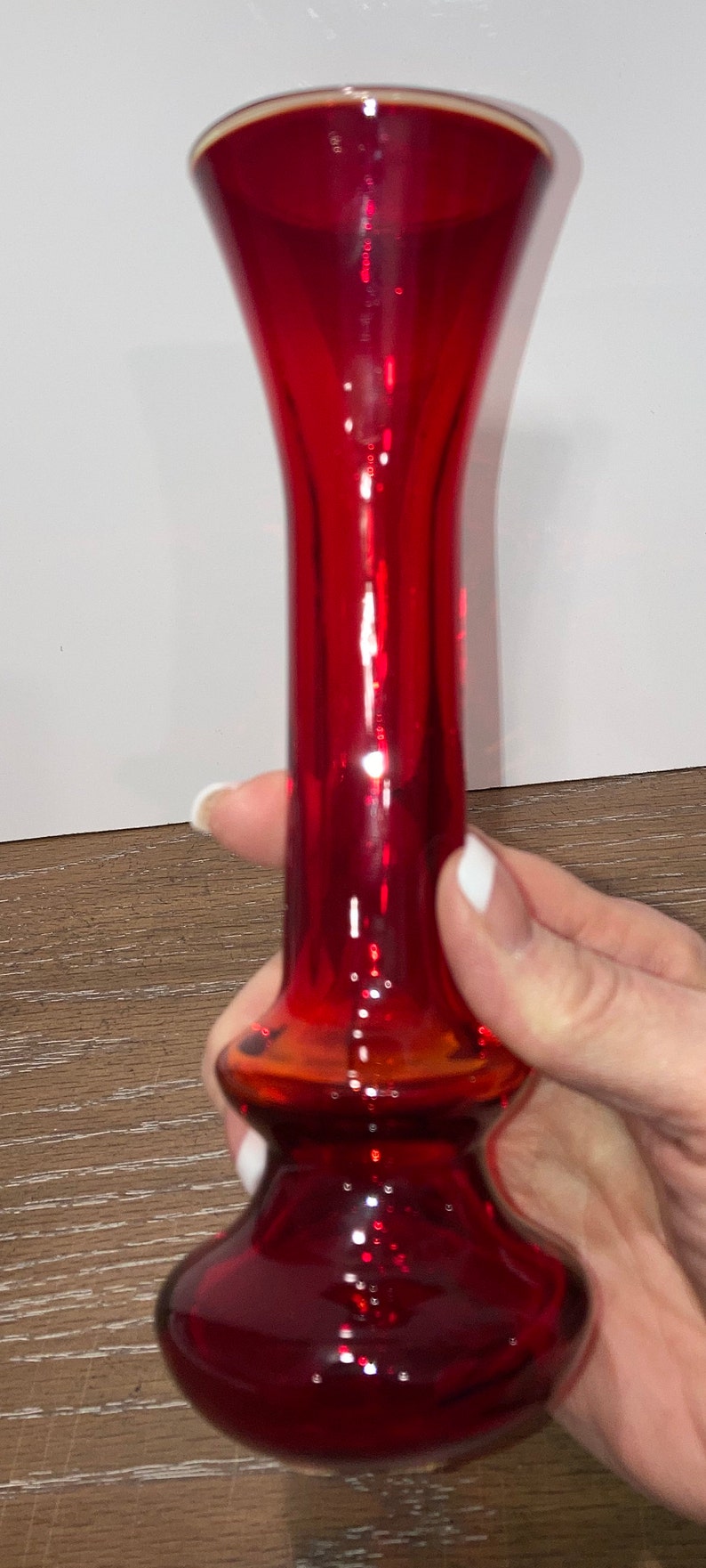 Vintage Ruby Red Bud 8 Vase Vintage Amberina Red Ringed | Etsy