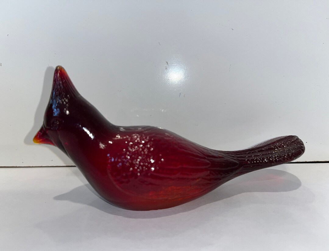 Fenton Ruby Red Cardinal Bird, Vintage Fenton Red Cardinal, Fenton Bird ...