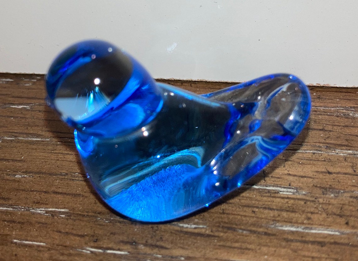 2 Mini Bluebird Little Blue Bird Figure Vintage Blown Glass - Etsy