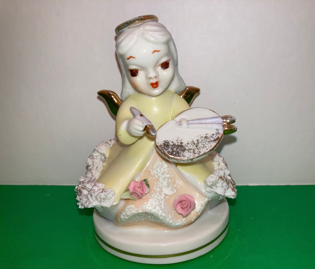 Vintage Lefton Angel Artist, Lefton Spaghetti Angel Figure, Japan Angel ...