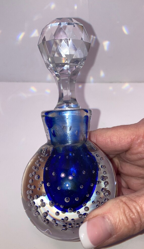 Controlled Bubble Cobalt Perfume Bottle, Cased Cobalt… - Gem