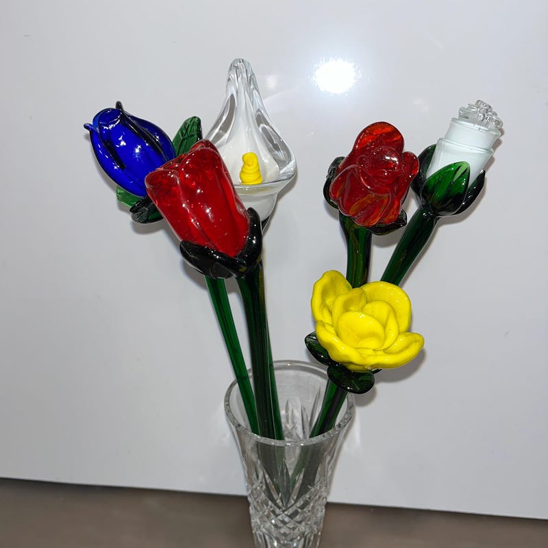Blown Glass Flowers - Etsy