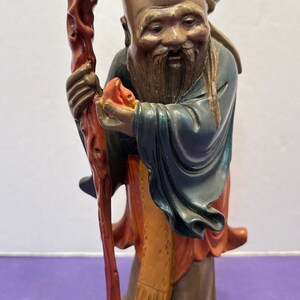 Mid Century Chinese Wiseman, Vintage Chinese Painted Resin Wiseman ...