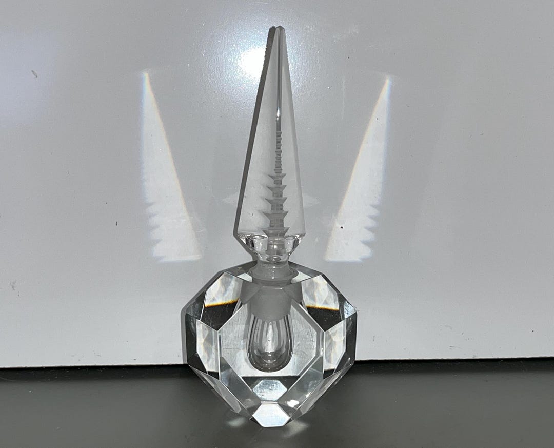 Mid Century Hollywood Regency Perfume Bottle, Vintage Cut Crystal Heavy ...