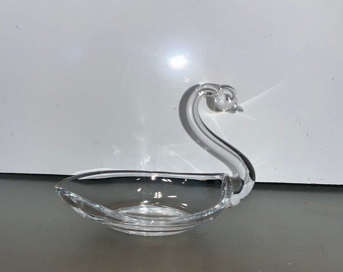 Clear Glass Swan Dish - Etsy