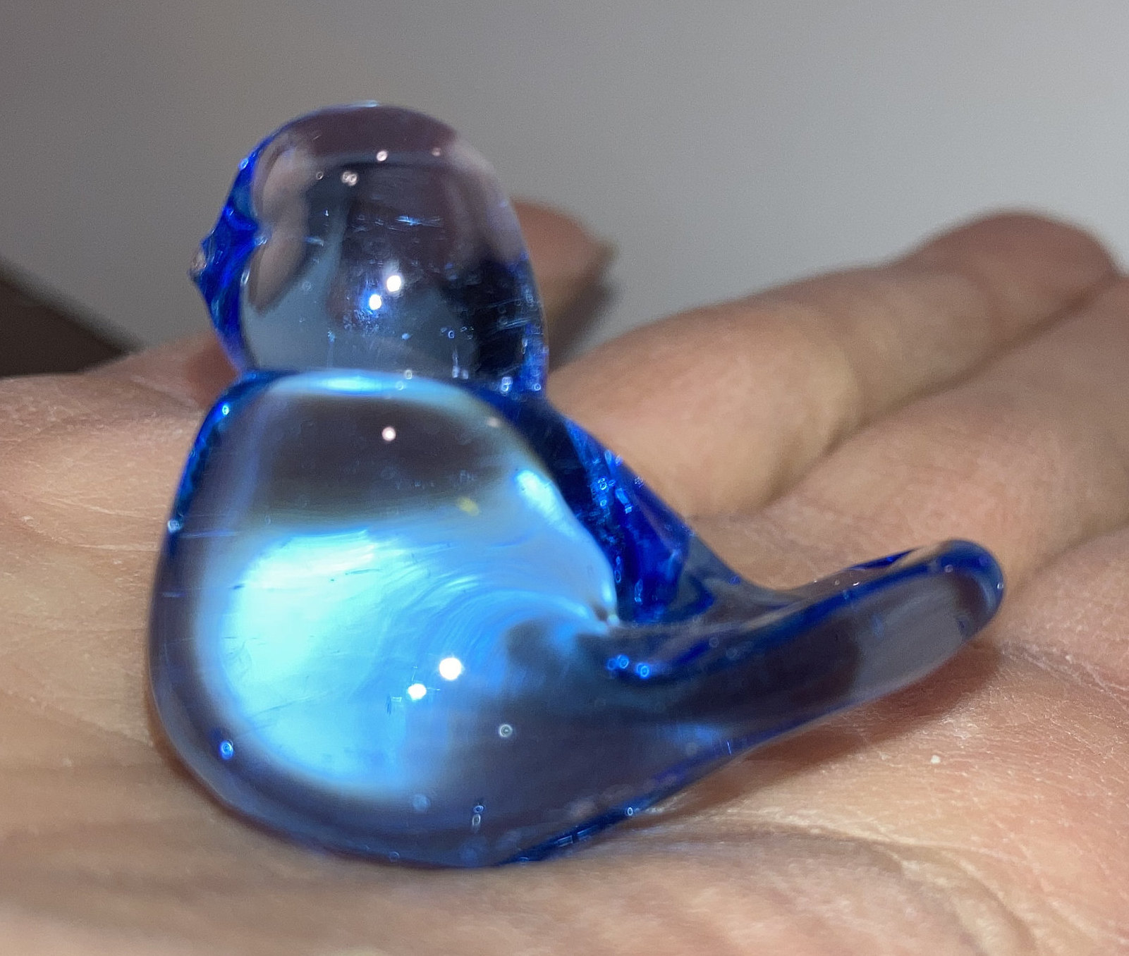 2 Mini Bluebird Little Blue Bird Figure Vintage Blown Glass - Etsy