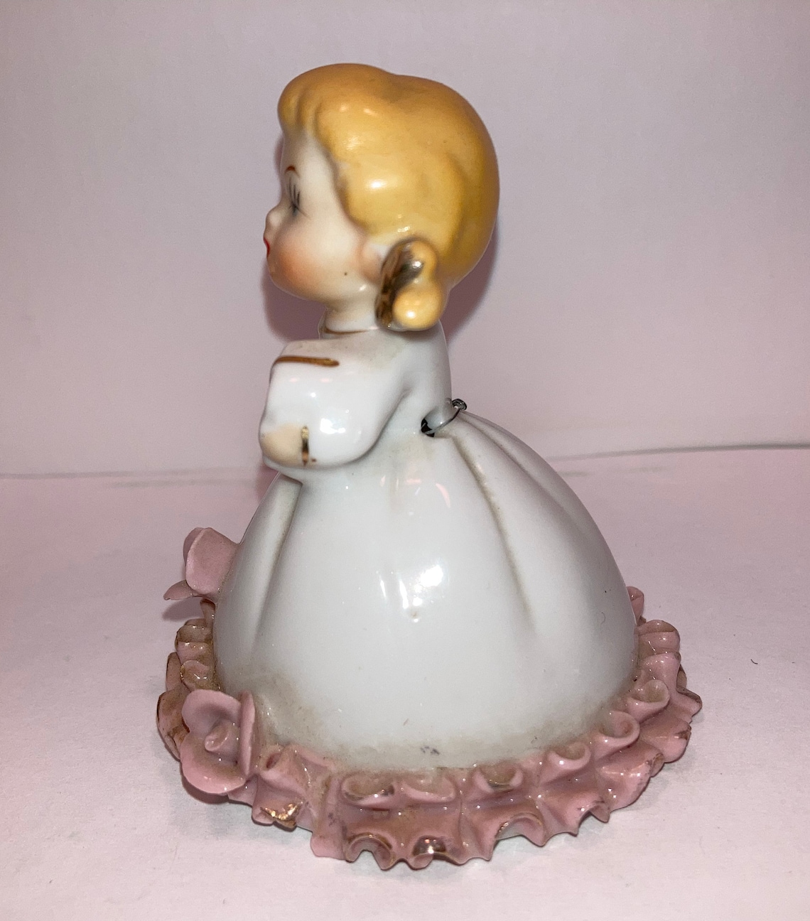 Vintage Japan Porcelain Bell Mid Century Pink White Bell - Etsy