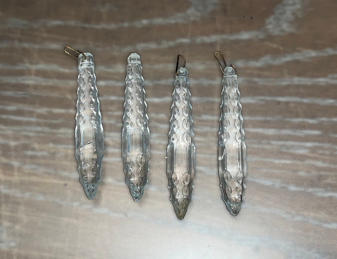 4 of Antique Crystal Prisms, Antique 3 Notched Prism, Chandelier Prism ...