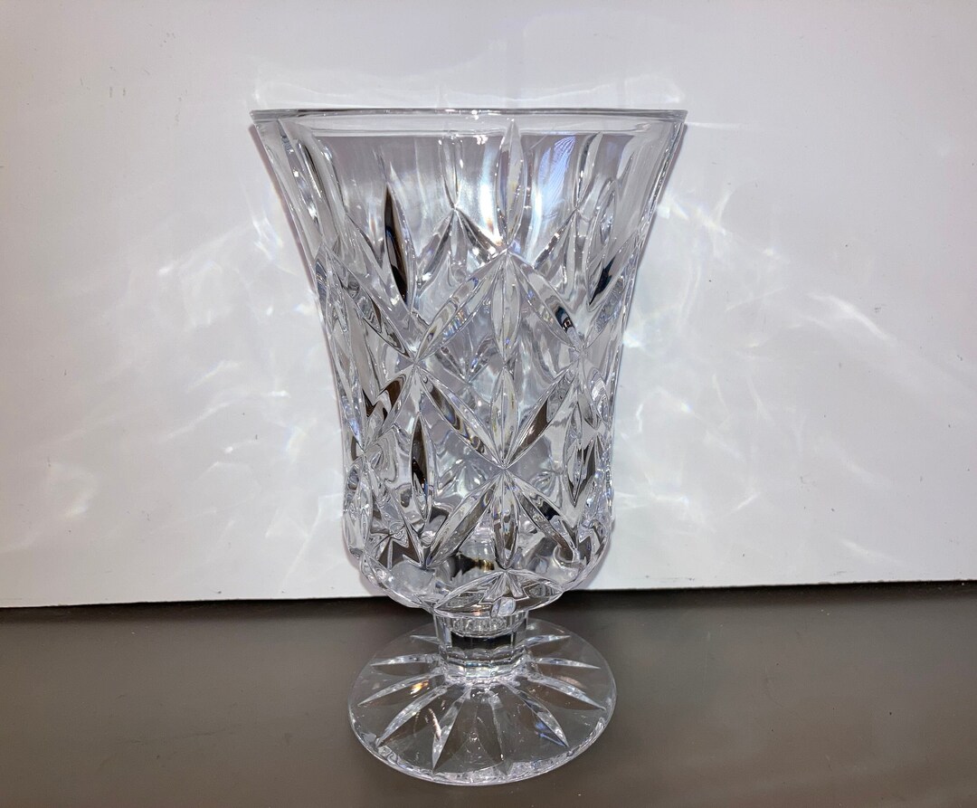 Vintage Block Crystal Hurricane, Block 7" Crystal Candle Holder ...