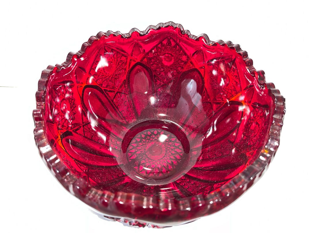 Vintage Indiana Ruby Red Center Bowl, Indiana Red Glass Bowl, Indiana 8 ...