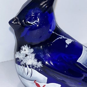 Fenton Cobalt Blue Jay Bird, Signed Fenton Blue Jay, Fenton Painted ...