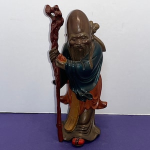 Mid Century Chinese Wiseman, Vintage Chinese Painted Resin Wiseman ...