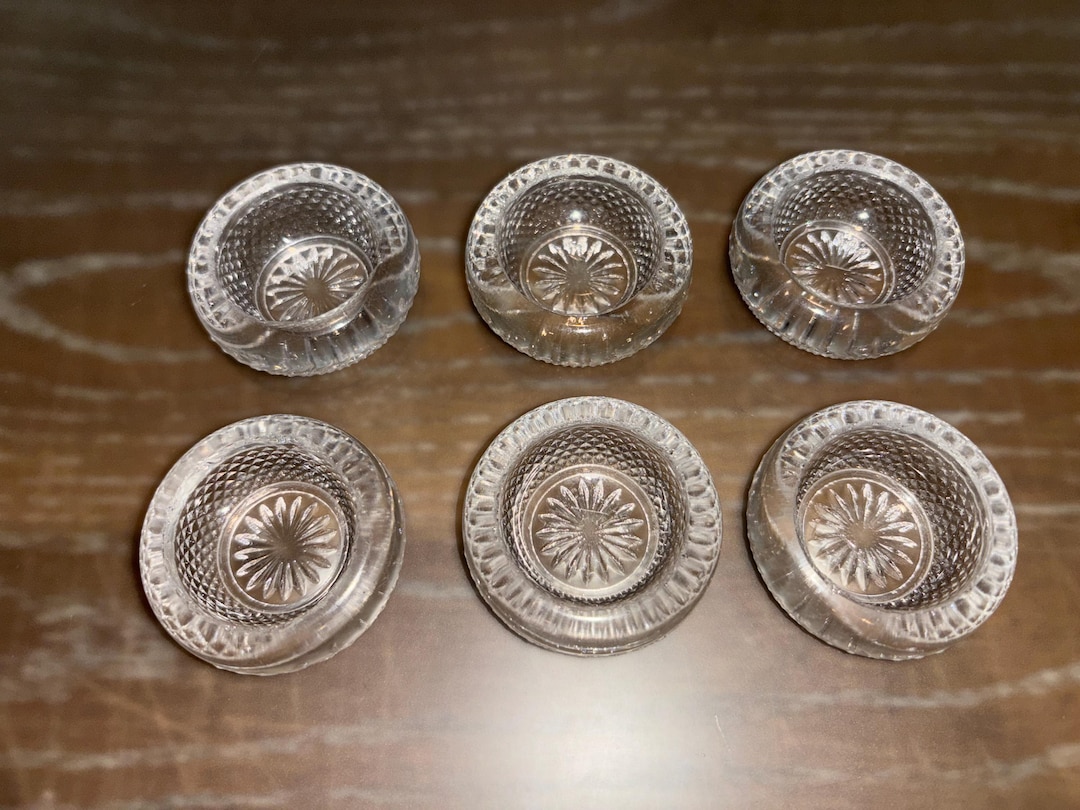 6 Antique Salt Cellar, Diamond Point Salt Dishes, Antique Round Salt ...