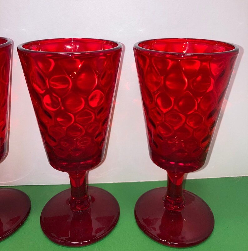 4 Vintage Ruby Red Water Goblets Vintage 7 Red Water - Etsy
