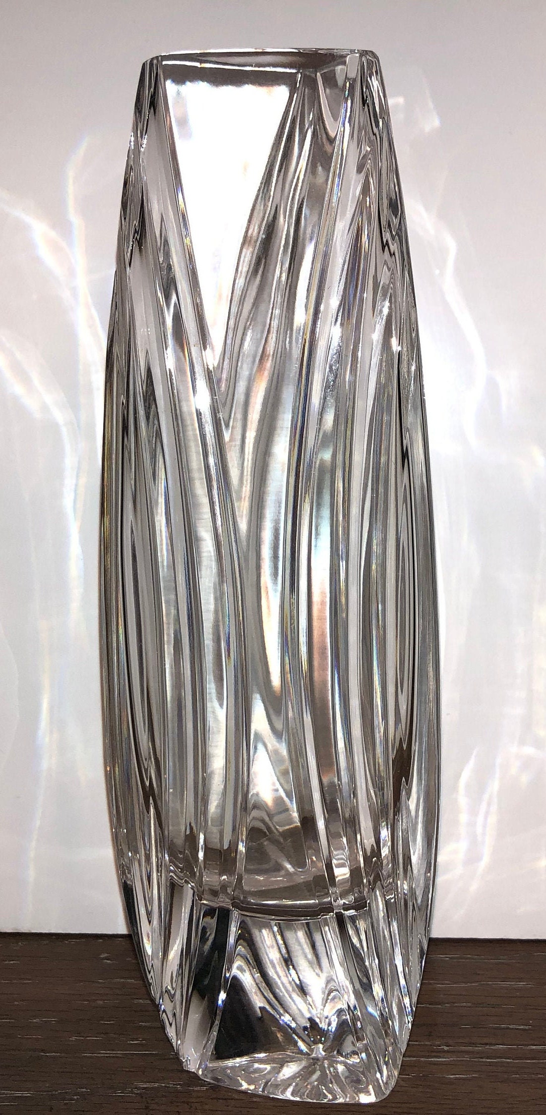 8 Vintage Triangle Vase Beautiful Swayed Lines Crystal - Etsy