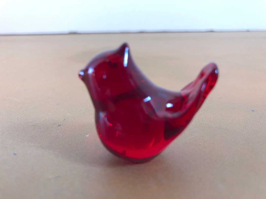 Vintage Blown Glass Leo Ward Red Cardinal Bird, Mini Red Glass Cardinal ...