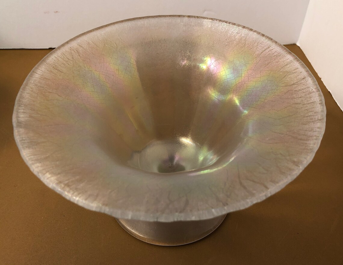 Vintage Clear Opalescent Stretch Glass Bowl Footed Stretch - Etsy