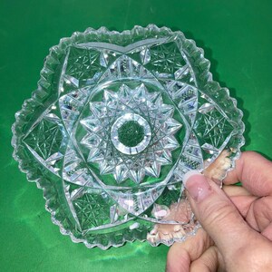 Antique American Brilliant Candy Dish, ABP Stars Cut Glass Dish ...
