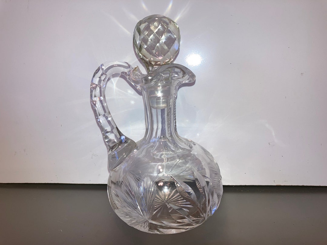 Antique Cut Glass Cruet, Cut Glass Thistle Cruet, Cut Glass Leaf ...