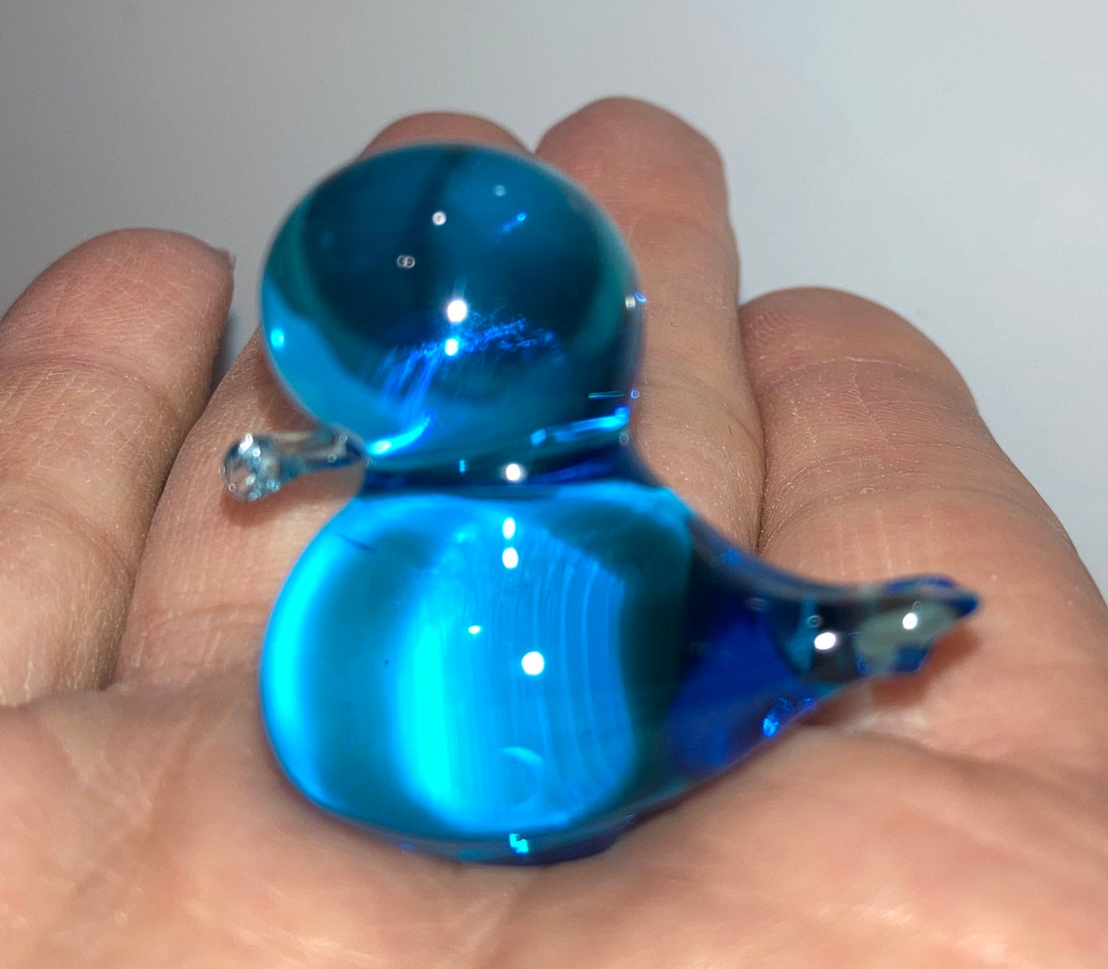 Miniature Turquoise Glass Bluebird, Mini Blue Bird of Happiness Sweden ...