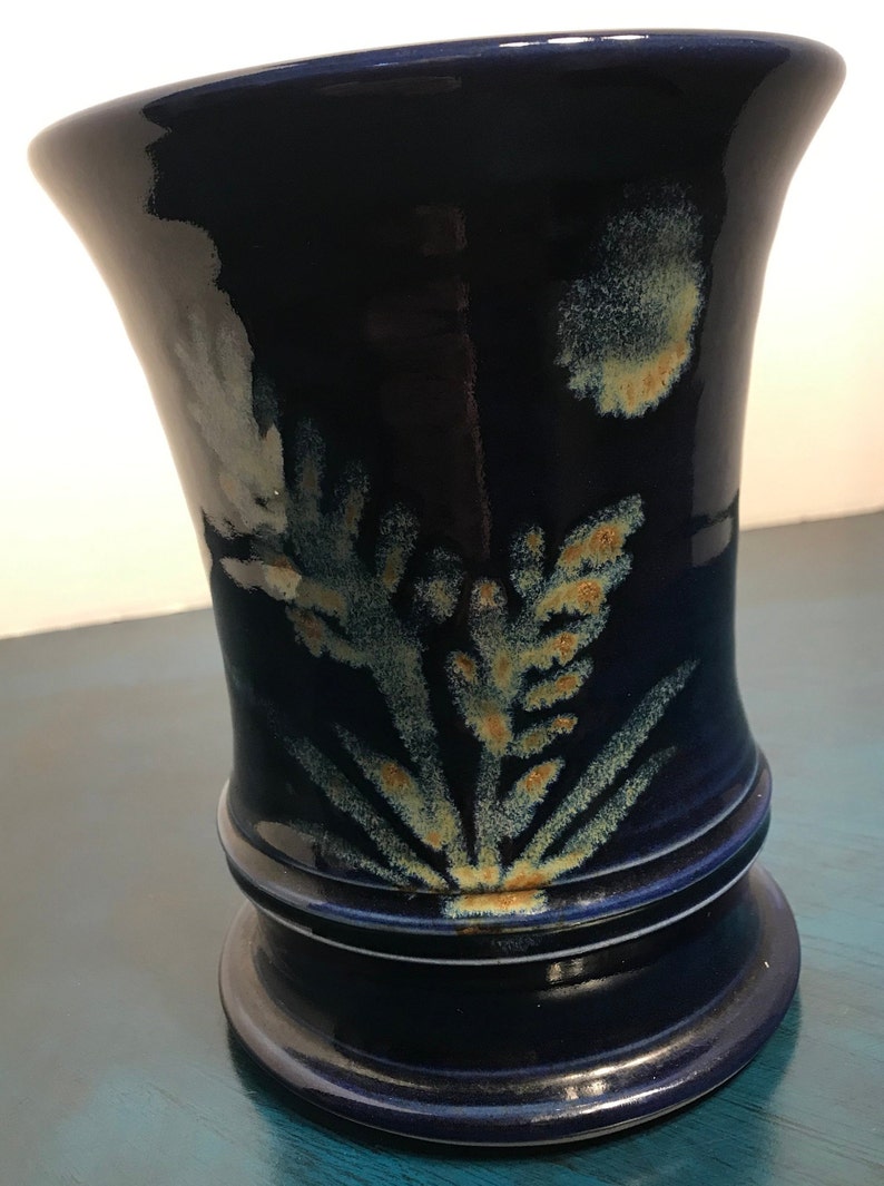 Vintage Signed Cobalt Vase Pottery, Vintage Cobalt Blue Pot, Vintage ...
