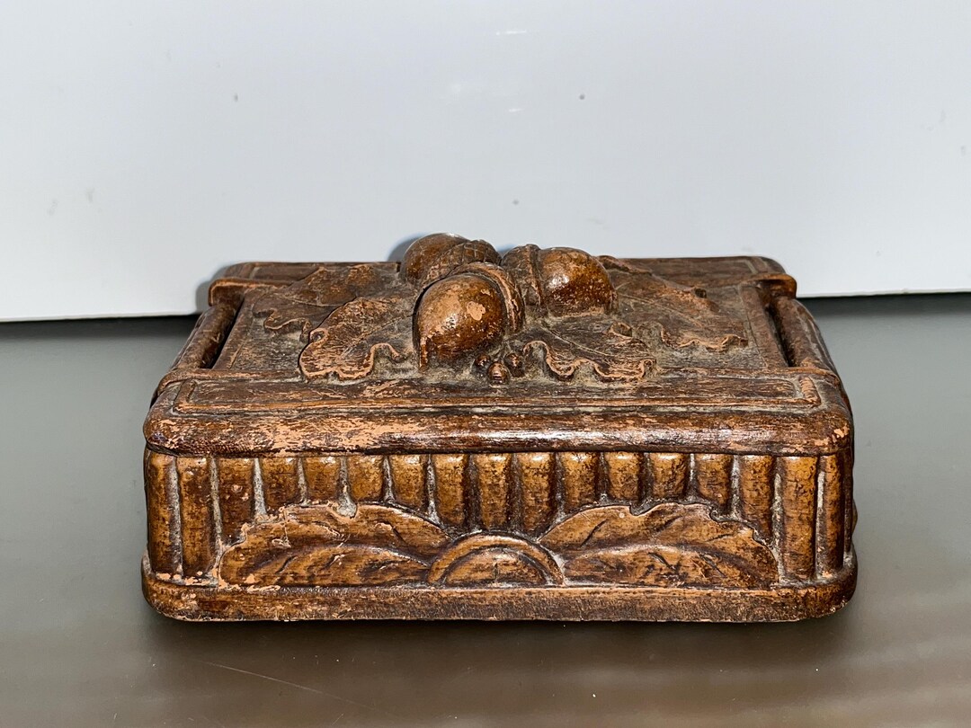 MCM Syroco Wood Box, Syroco Wood Acorn Box, 1950 Syroco Acorn Cigar Box ...
