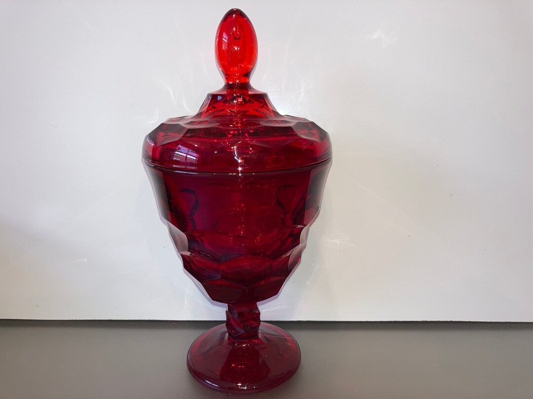 Vintage Viking Ruby Red Lidded Candy, Viking Georgian Honeycomb Lidded ...