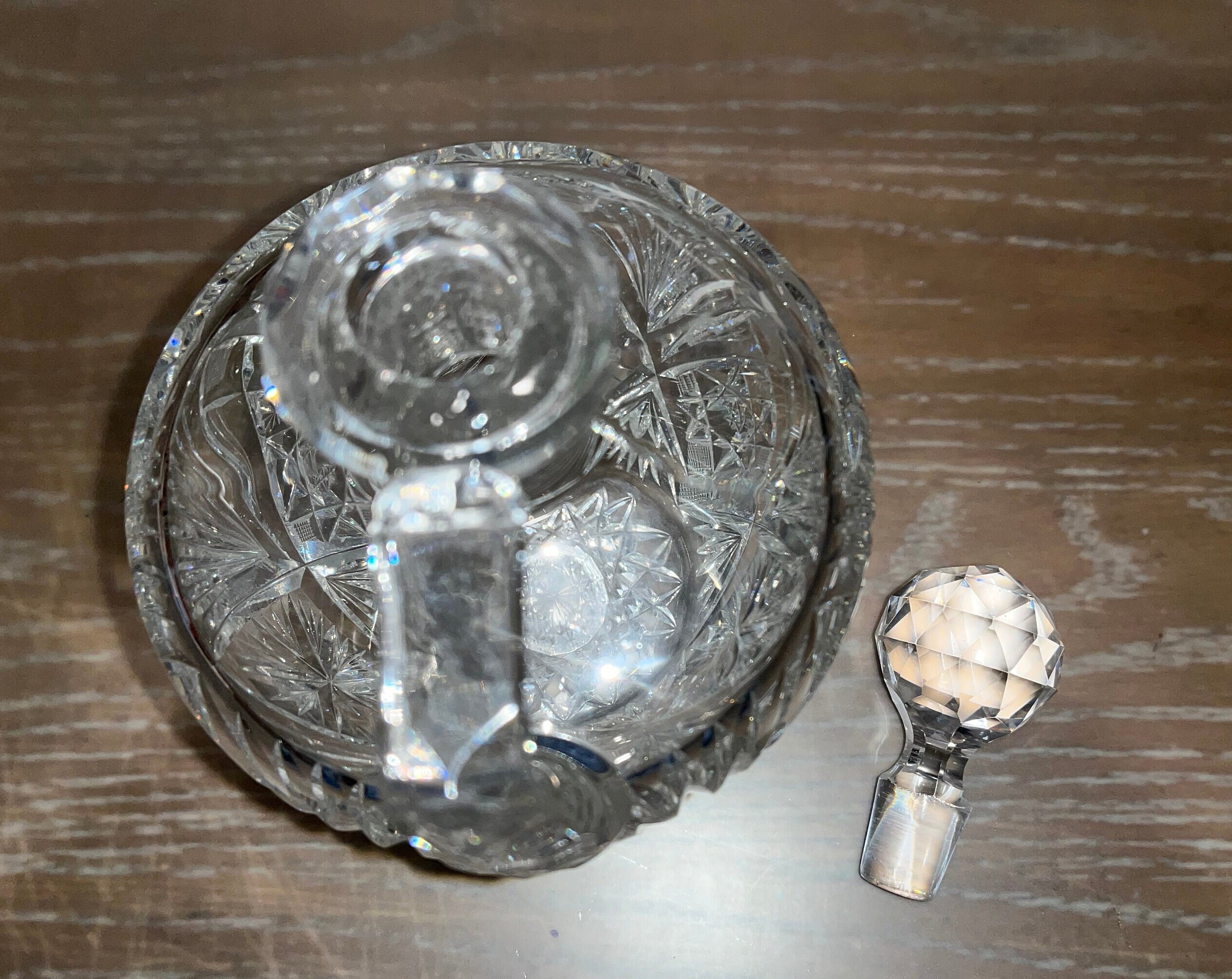 Antique American Brilliant Stars Decanter, Rare Brilliant Cut Glass ...