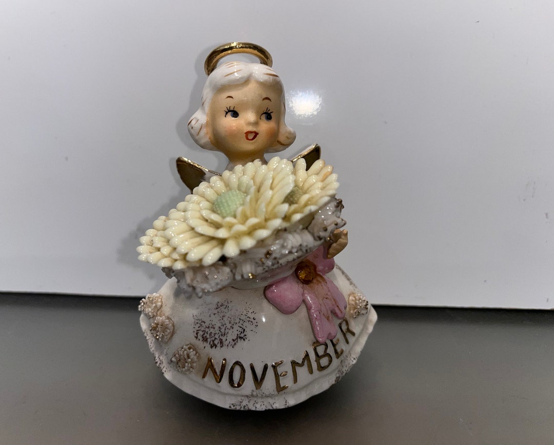 Vintage Lefton November Angel, Lefton Mums Topaz Angel, Japan Birthday ...