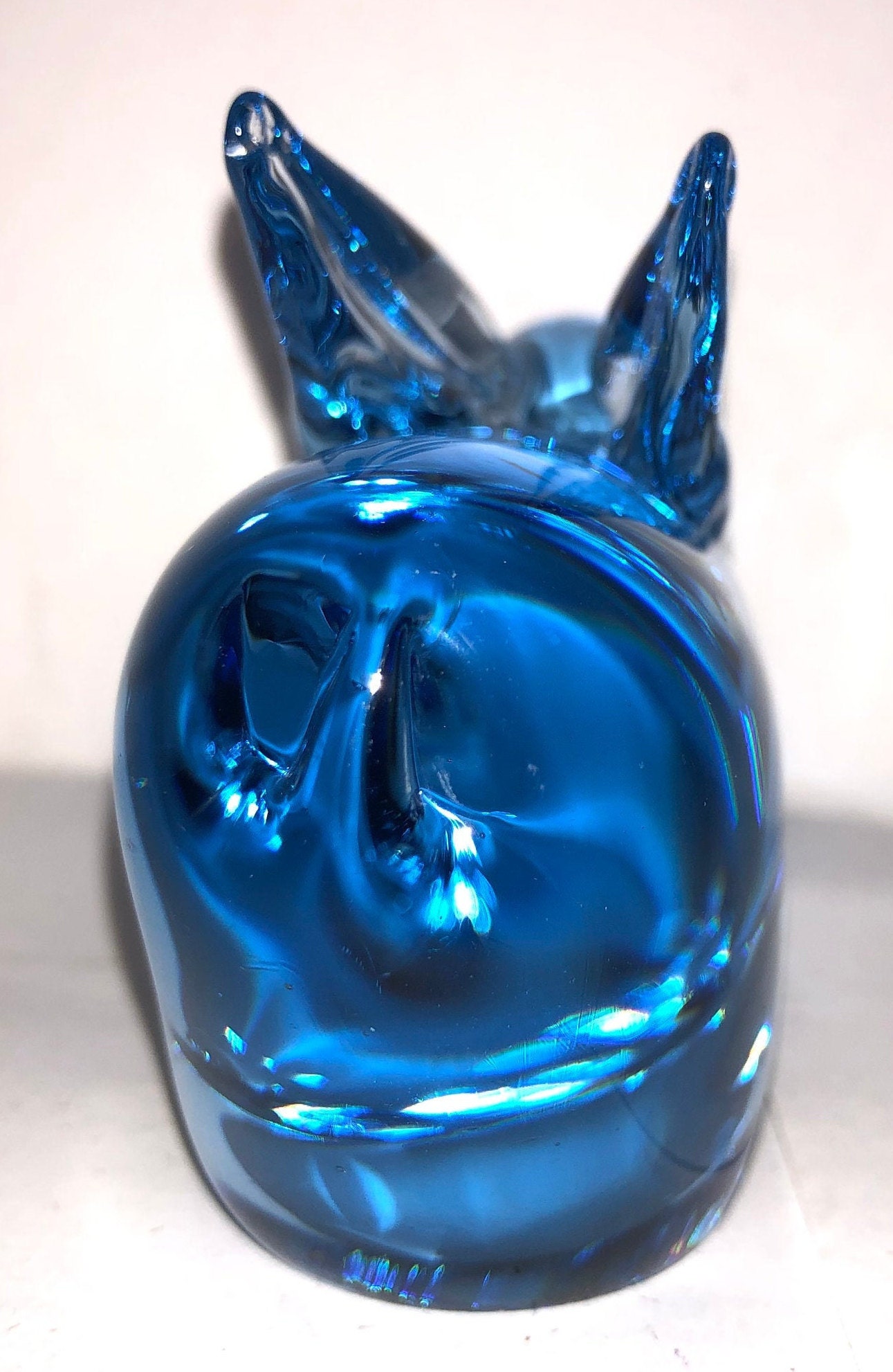 Studio Art Blue Rabbit Figure, Vintage Clear Blue Glass Bunny, Blue ...