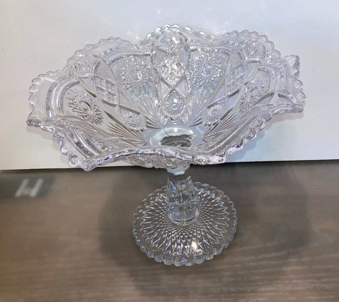 Vintage Imperial Glass Compote, Imperial 9" Tall Pedestal Bowl ...