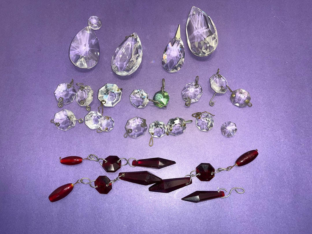 Antique Teardrop Prisms, Octagon Prisms, Antique Beveled Chandelier ...